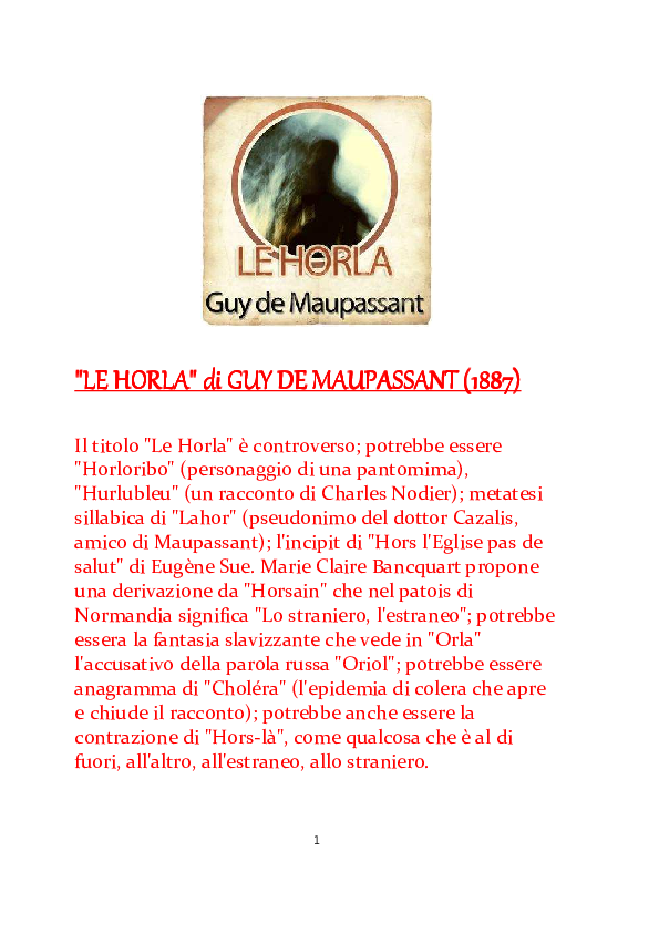 ''Le Horla'' di Guy de Maupassant