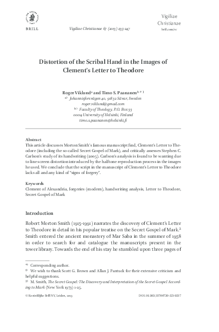 (PDF) Distortion of the Scribal Hand in the Images of Clement’s Letter ...