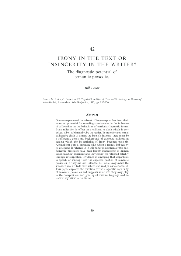 (PDF) Irony in the text or insincerity in the writer? The diagnostic ...