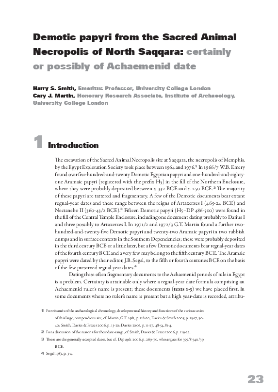 (PDF) "Demotic Papyri from the Sacred Animal Necropolis of North ...