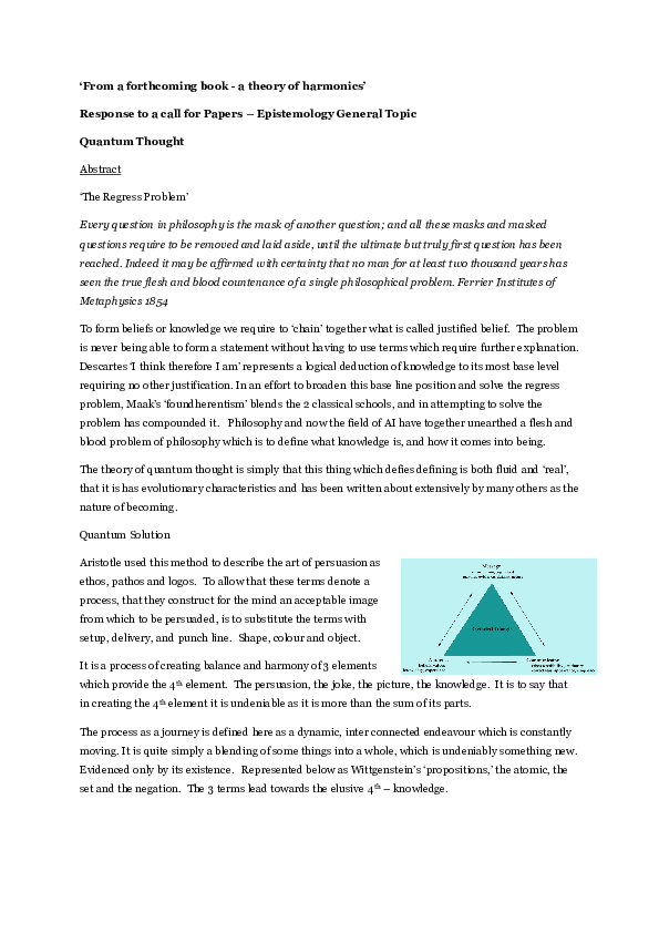 (PDF) Quantum Solution to the Regress Problem