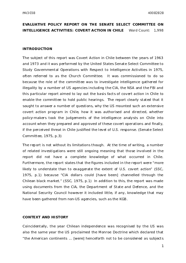 (DOC) EVALUATIVE POLICY REPORT ON THE SENATE SELECT COMMITTEE ON ...