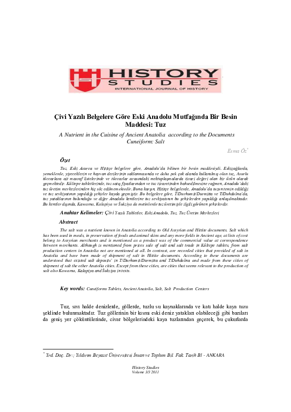 (PDF) A Nutrient in the Cuisine of Ancient Anatolia according to the ...
