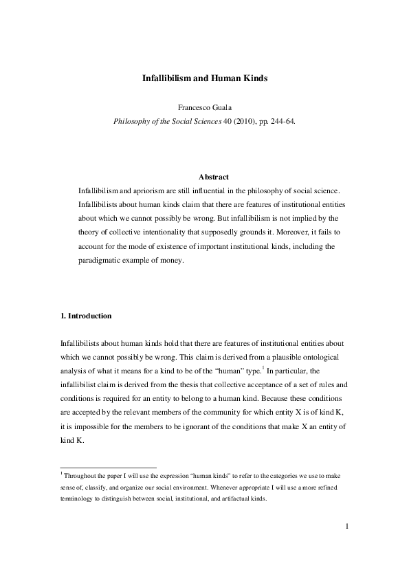 (PDF) Infallibilism and human kinds