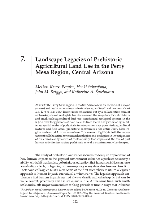 (PDF) 7. Landscape Legacies of Prehistoric Agricultural Land Use In the ...
