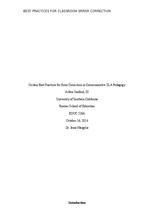 (DOC) Certain Best Practices for Classroom Error Correction