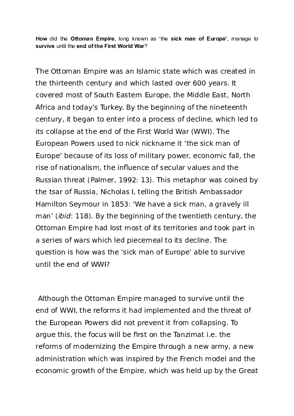 (DOC) How did the Ottoman Empire, long known as ‘the sick man of Europe ...