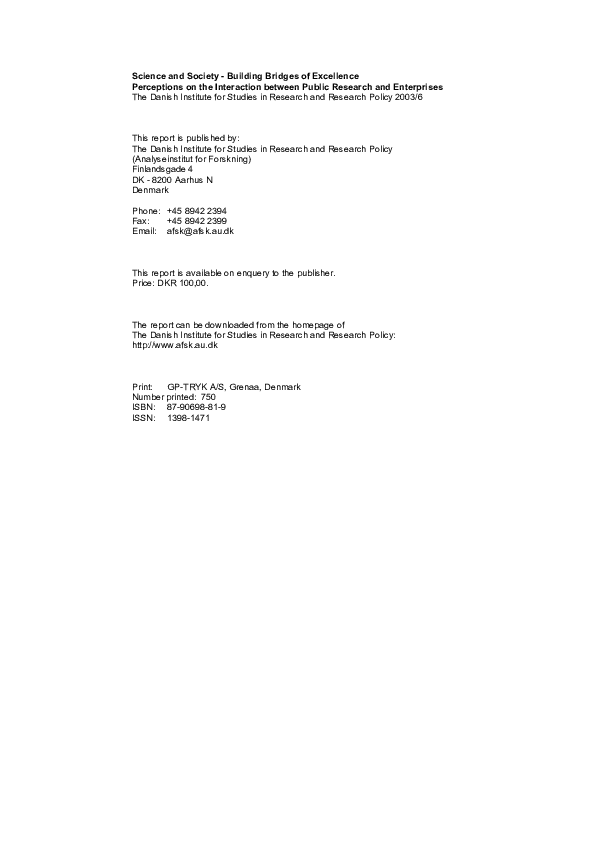 (PDF) Science and Society: Building Bridges of Excellence: Perceptions ...