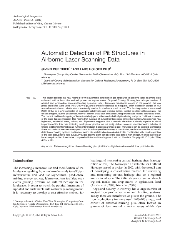 (PDF) Detecting Pit Structures in Lidar Data