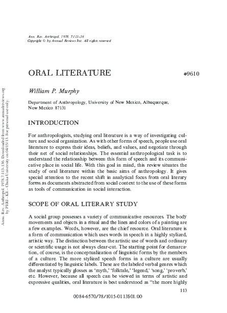 (PDF) Oral Literature and the Communication of Change and Innovations ...