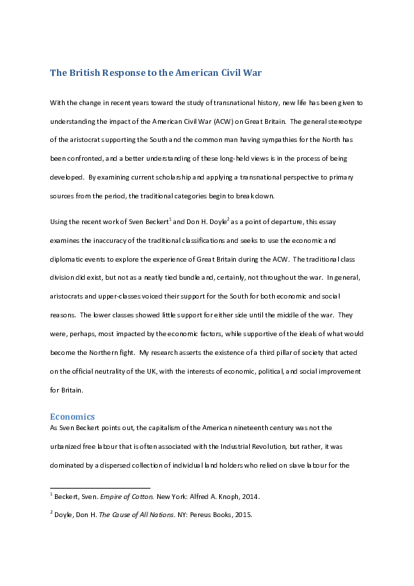 (PDF) The British Response to the American Civil War