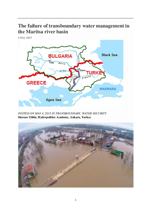 (PDF) The failure of transboundary water management in the Maritsa ...