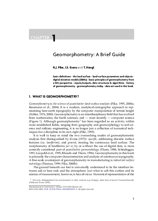 (PDF) Geomorphometry: A Brief Guide