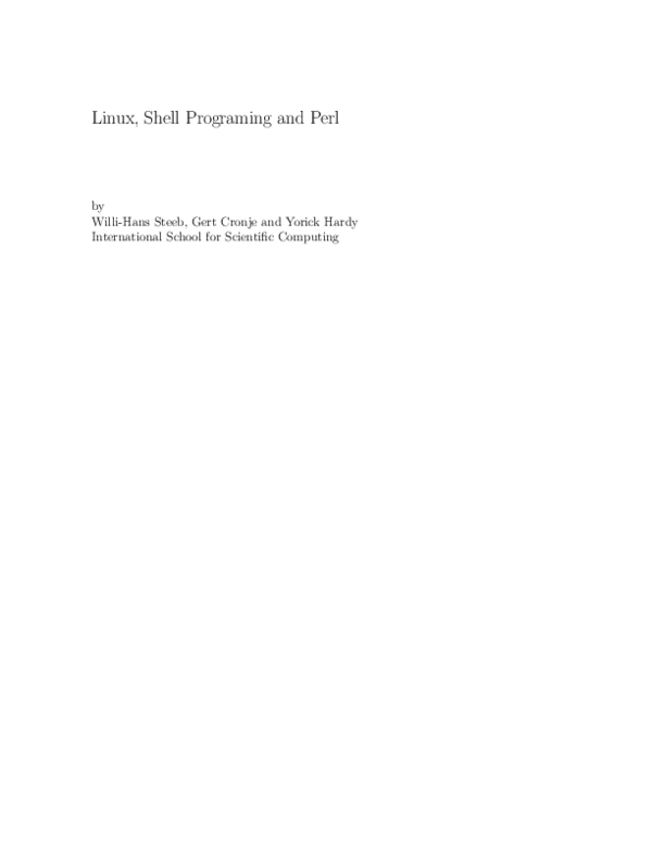 Linux Shell Programing And Perl 