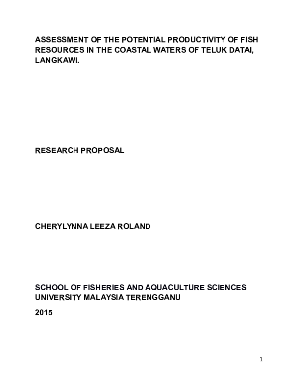 (DOC) (Research Proposal) Assessment of the Potential Productivity of ...