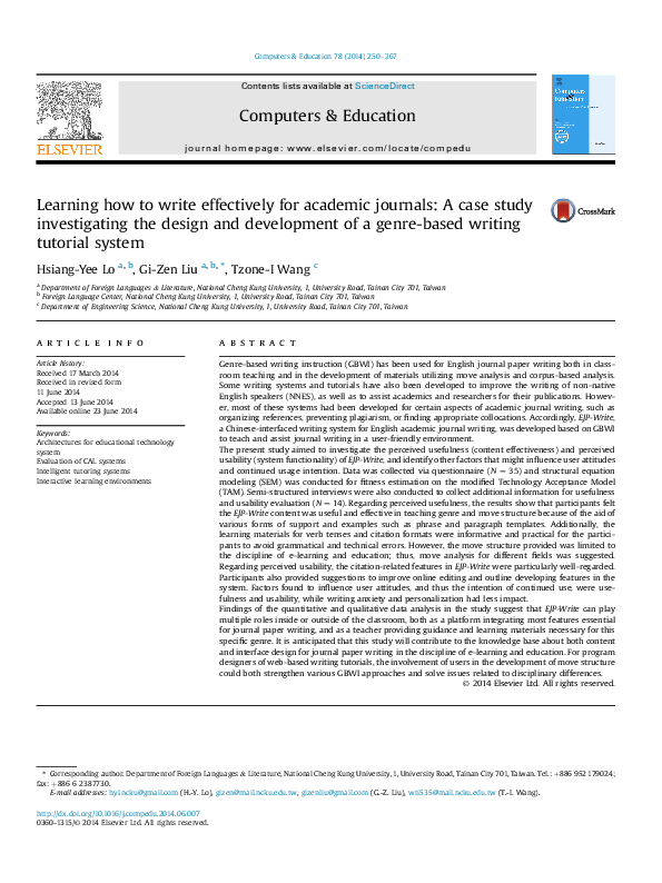 (PDF) Learning how to write effectively for academic journals: A case ...