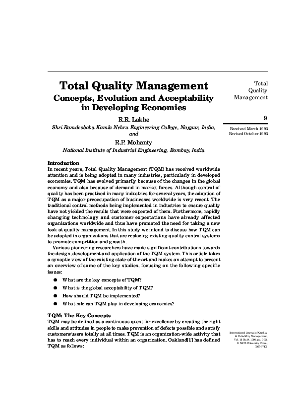(PDF) Total Quality Management Total Quality Management Concepts ...