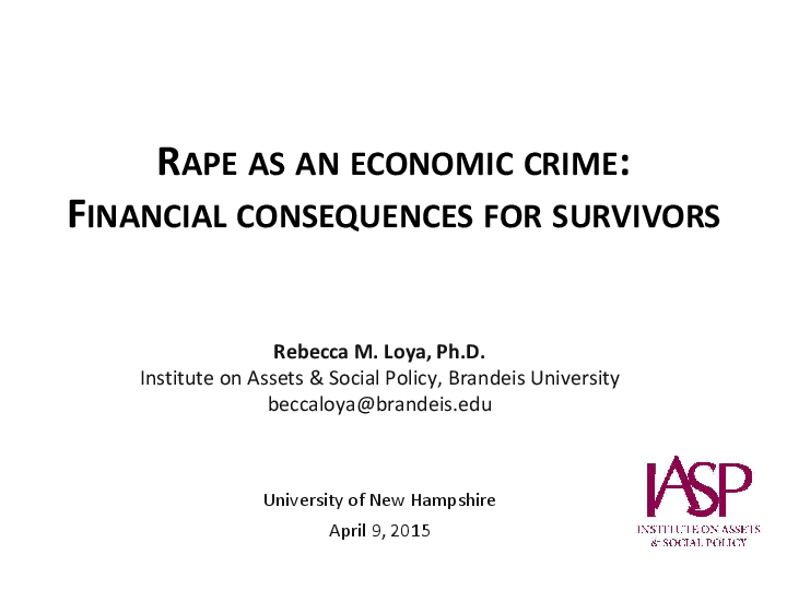 (PDF) Rape as an economic crime: Financial consequences for survivors