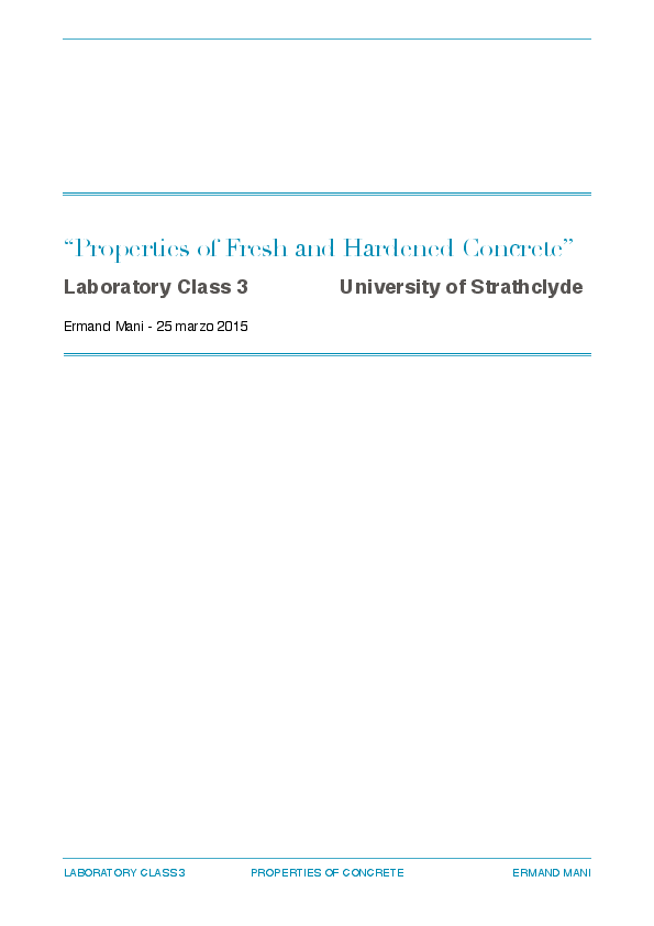 Properties of Fresh and Hardened Concrete - LAB REPORT