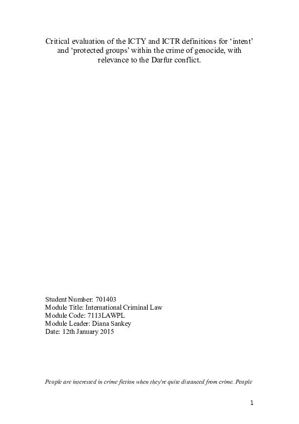 (DOC) Critical evaluation of the ICTY and ICTR definitions for ‘intent ...