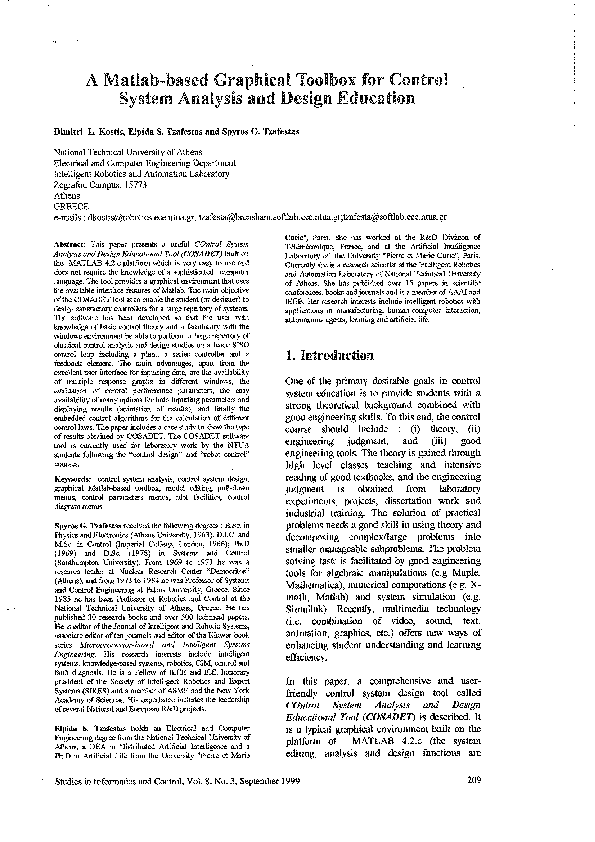 Pdf A Matlab Based Graphical Toolbox For Control System Analysis And