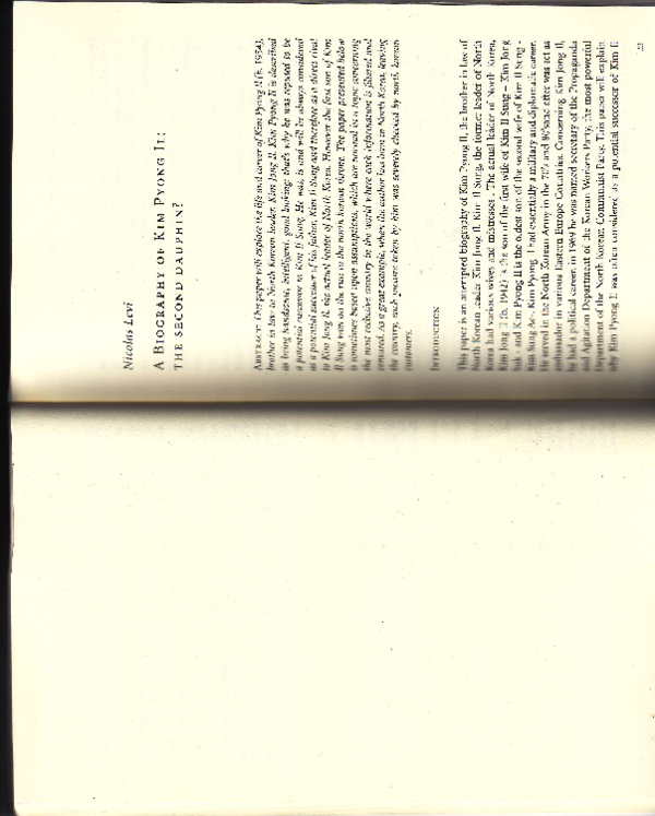 (PDF) A Biography of Kim Pyong Il: A Second Dauphin?