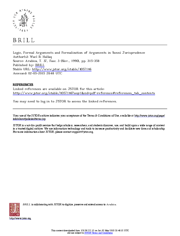 Pdf Logic Formal Arguments And Formalization Of Arguments In Islamic