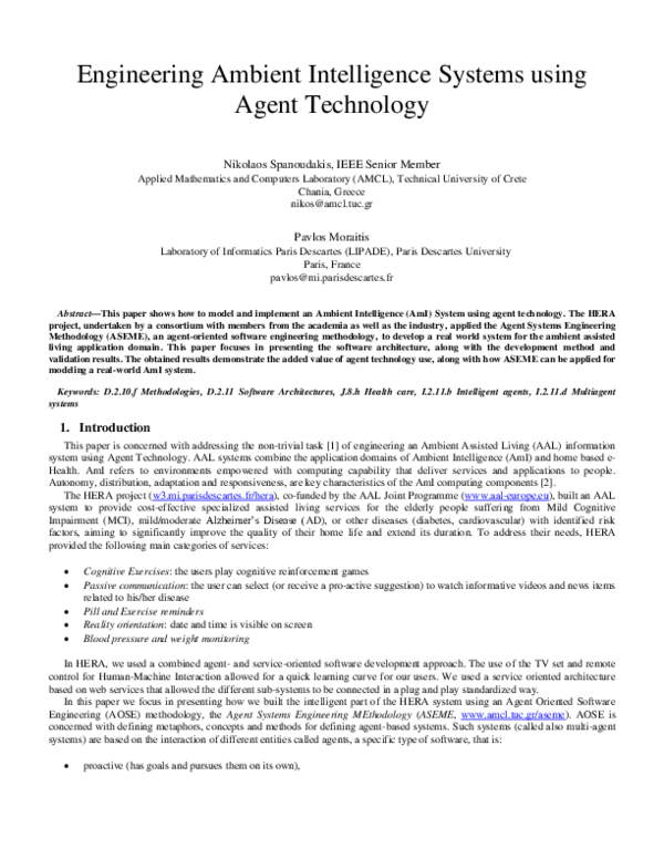 (PDF) Engineering Ambient Intelligence Systems Using Agent Technology