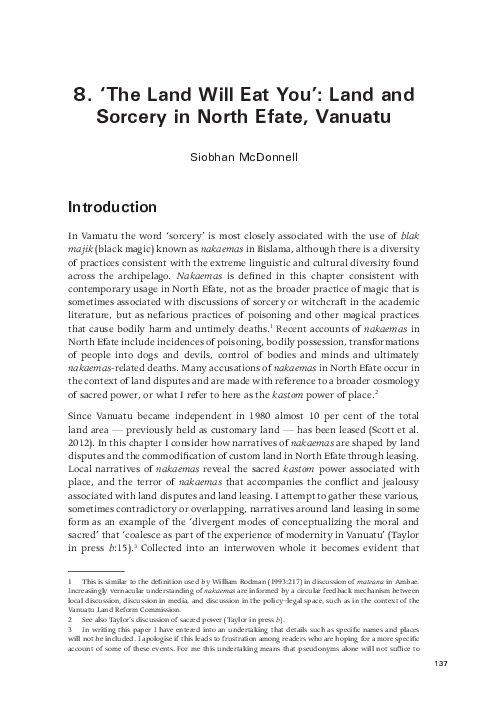 (PDF) ‘The Land Will Eat You’: Land and Sorcery in North Efate, Vanuatu ...