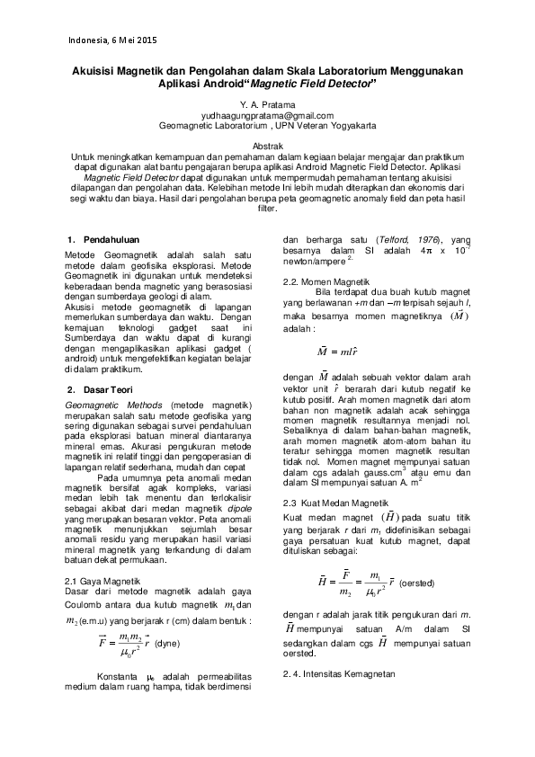 (PDF) Akuisisi Magnetik dan Pengolahan dalam Skala Laboratorium ...