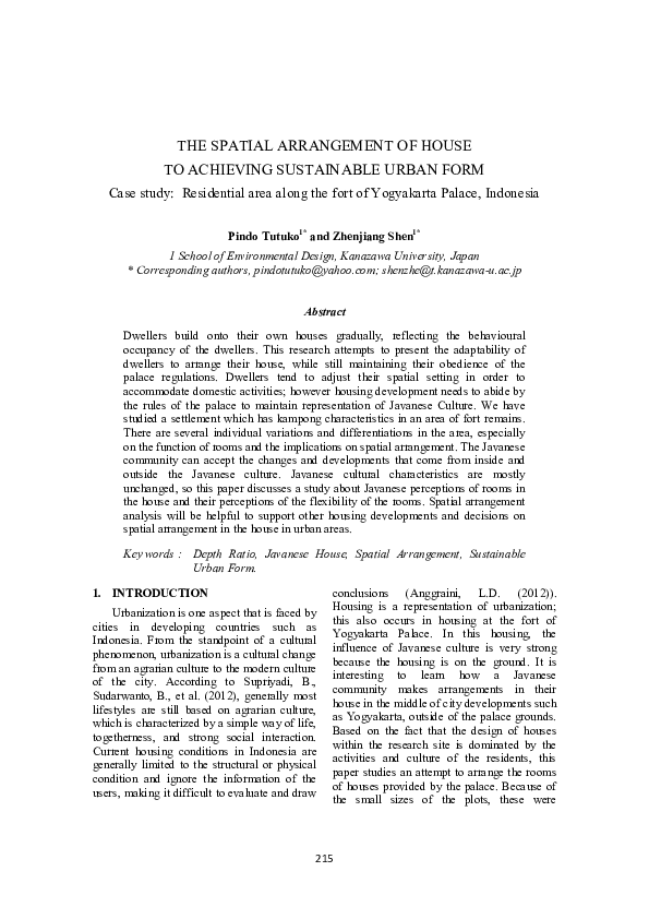 (PDF) THE SPATIAL ARRANGEMENT OF HOUSE TO ACHIEVING SUSTAINABLE URBAN ...
