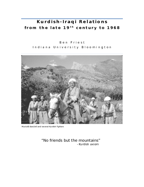 (DOC) Kurdish-Iraqi Relations from the Late 19th Century to 1968