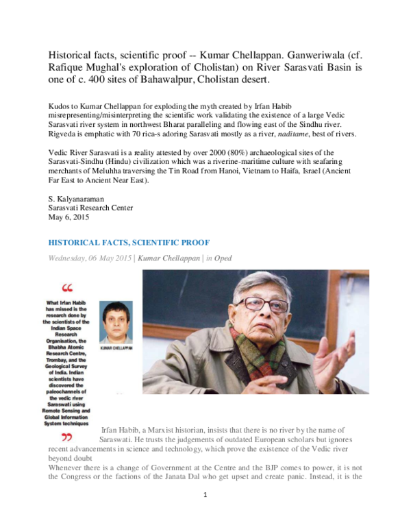 (PDF) Historical facts, scientific proof -- Kumar Chellappan ...
