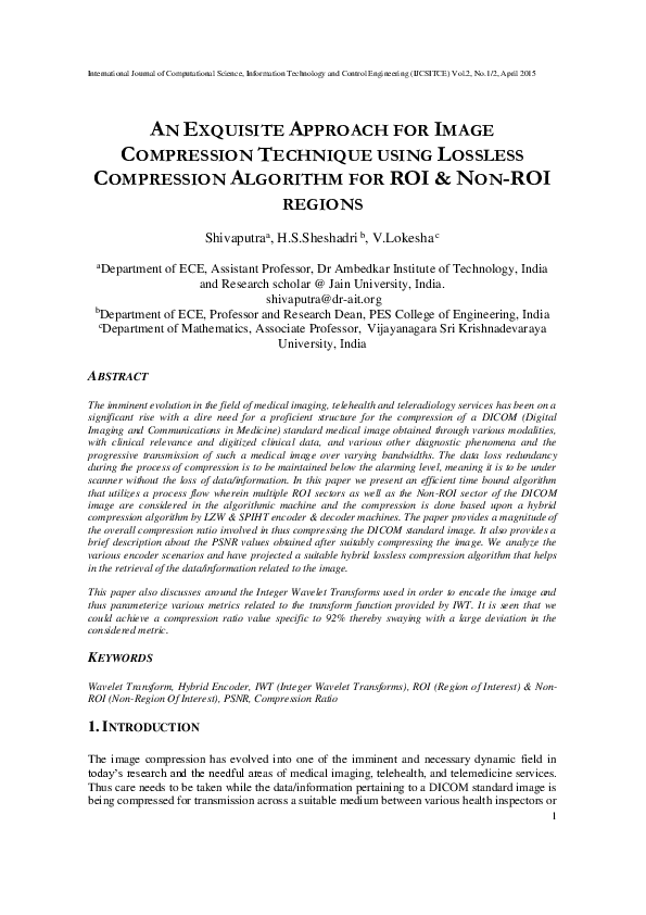 (PDF) AN EXQUISITE APPROACH FOR IMAGE COMPRESSION TECHNIQUE USING LOSSLESS COMPRESSION ALGORITHM ...