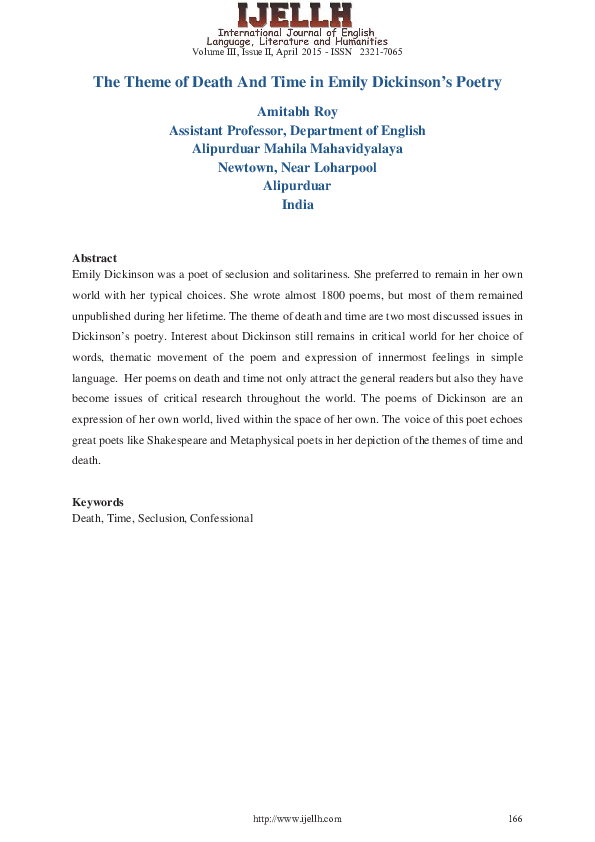 (PDF) Theme of Death and Time in Emily Dickinson's Poetry