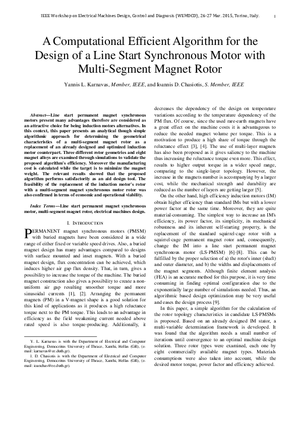 Pdf A Computational Efficient Algorithm For The Design Of A Line Start Synchronous Motor With