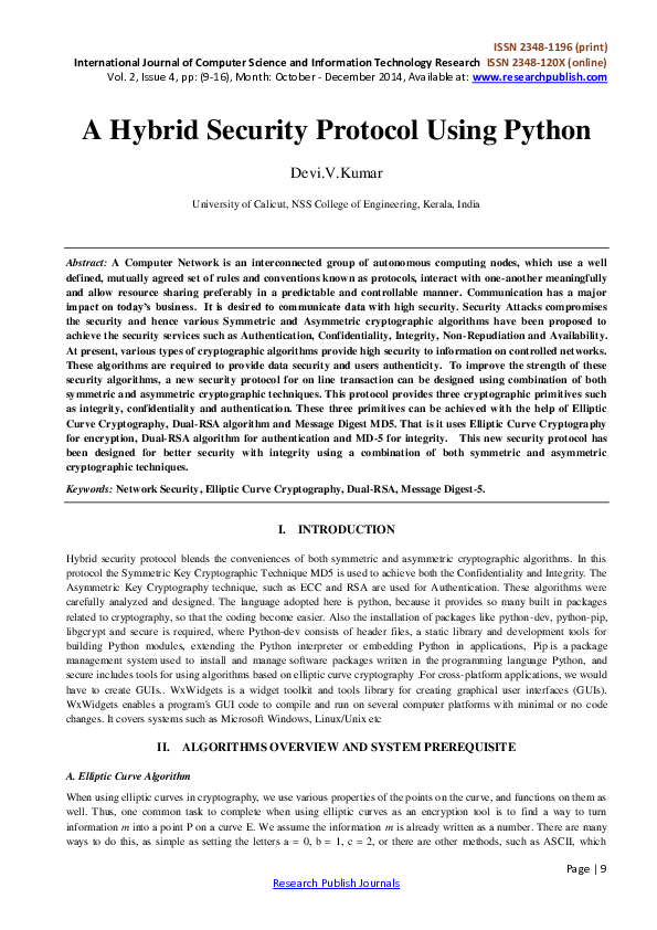 (PDF) A Hybrid Security Protocol Using Python