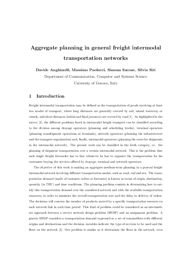 (PDF) Aggregate planning in general freight intermodal transportation networks