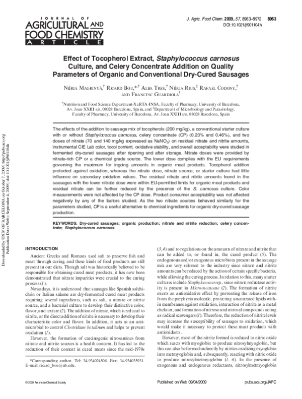 (PDF) Effect of Tocopherol Extract, Staphylococcus carnosus Culture ...