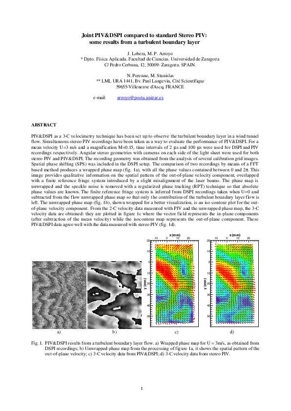 (PDF) Joint PIV&DSPI compared to standard Stereo PIV: some results from ...