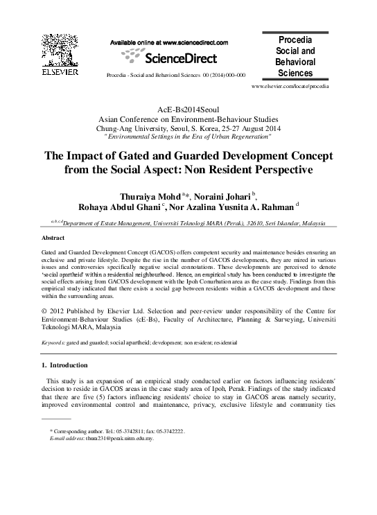 (PDF) The Impact of Gated and Guarded Development Concept from the ...