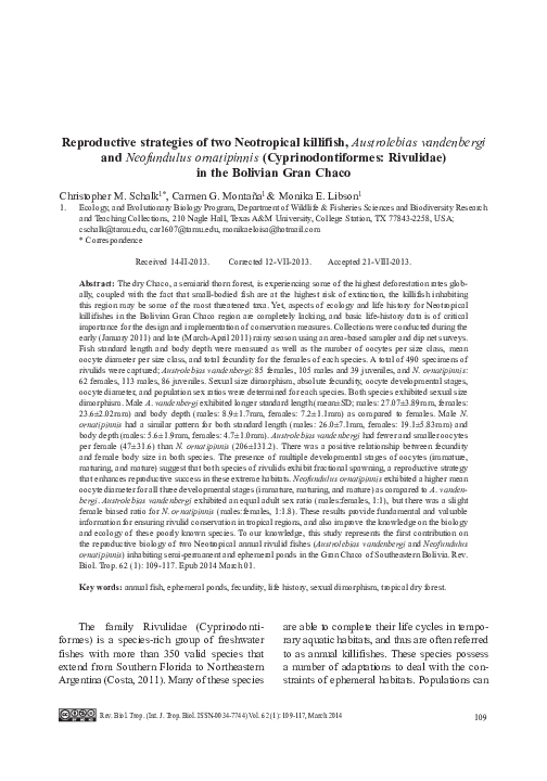 (PDF) Reproductive strategies of two Neotropical killifish ...