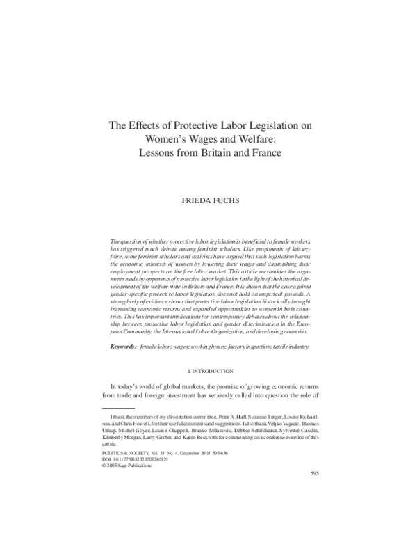 (PDF) The Effects of Protective Legislation on Women's Welfare and ...