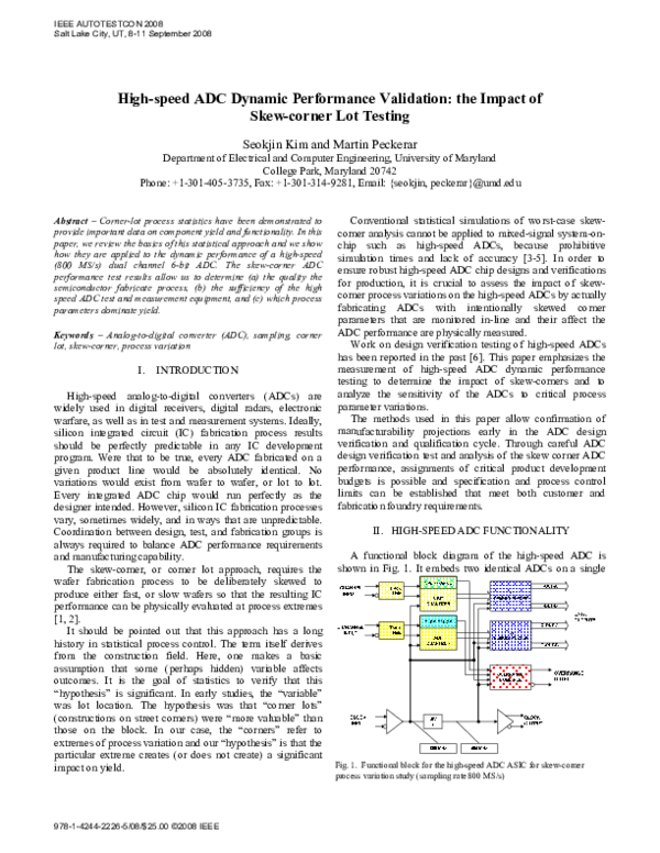 Pdf High Speed Adc Dynamic Performance Validation The Impact Of Skew