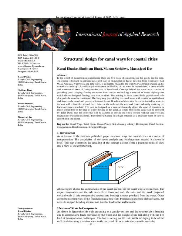 (PDF) Structural design for canal ways for coastal cities