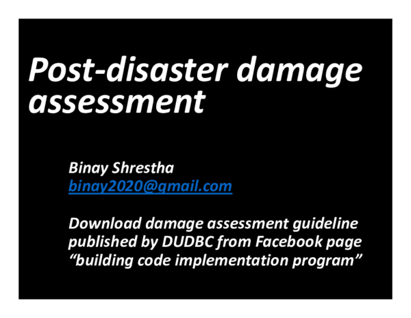 (PDF) post disaster damage assessment