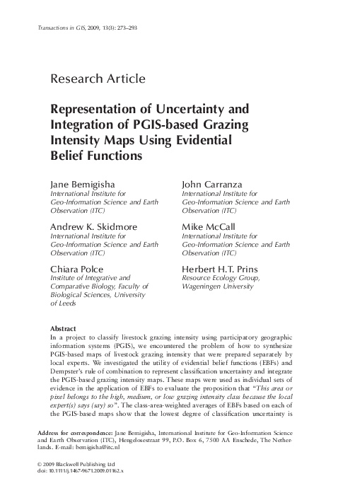 (PDF) Representation of Uncertainty and Integration of PGIS-based Grazing Intensity Maps Using ...