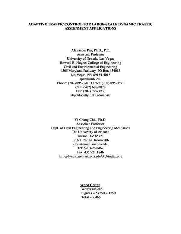 Pdf Adaptive Traffic Control For Large Scale Dynamic Traffic