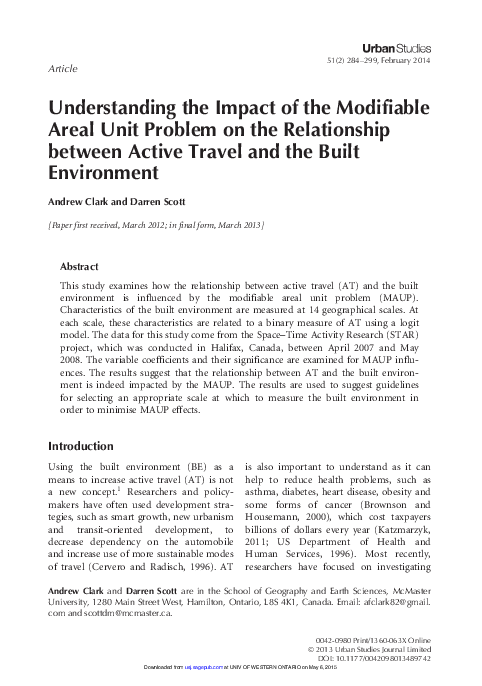 (PDF) Understanding the Impact of the Modifiable Areal Unit Problem on the Relationship between ...