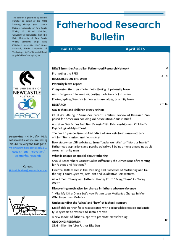 (PDF) Fatherhood Research Bulletin 28 April 2015